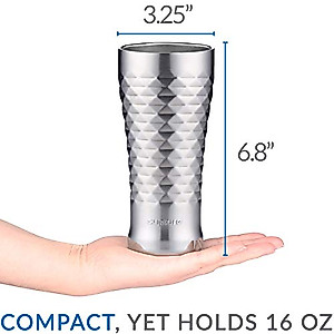 Cupture Double Walled Vacuum Insulated Pint Cup/Beer Mug - 16 oz (Quilted)