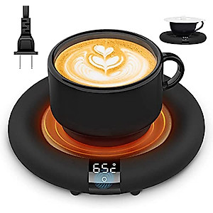 Coffee Mug Warmer, 2022 EasyAcc Coffee Warmer for Desk [with Silicon Cup Lid] Smart Mug Warmer Auto Shut Off, 3 Temp Setting to 167℉, Touch Switch, LED Display Cup Warmer for Office Home -Coffee Gift