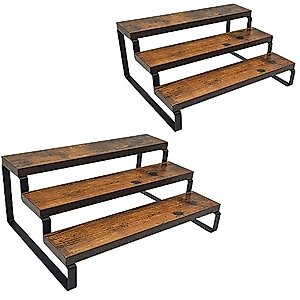 2 Pack 3 Tier Expandable Spice Rack Organizer (13.8” to 26”)Display Riser Stand, Kitchen Cabinet Countertop Pantry Coffee Bar Display Shelf for Spice, Liquor, Perfume, Makeup, Figure, Dolls Collection