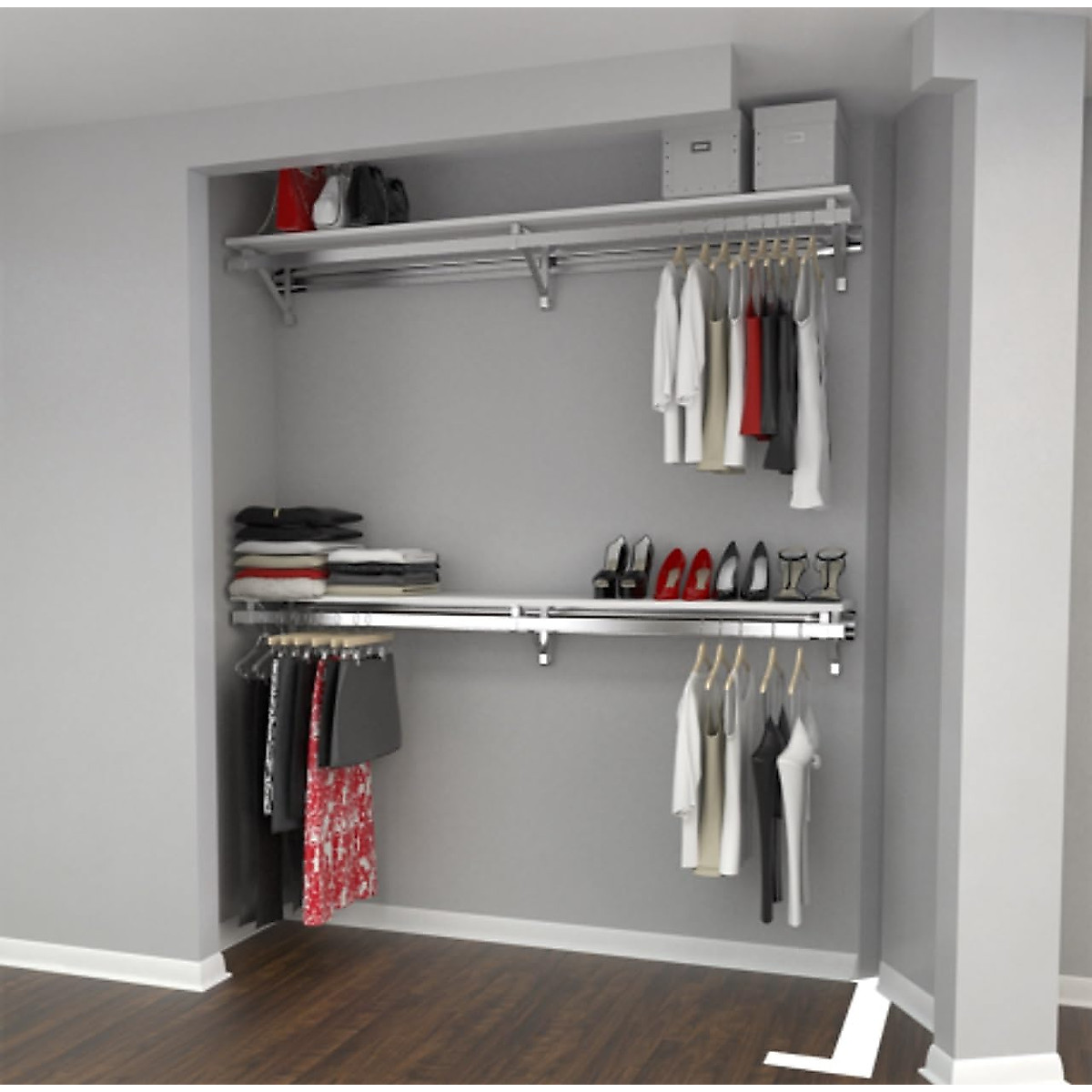 Arrange A Space Shelf Double Hang Closet System, 60 in, White