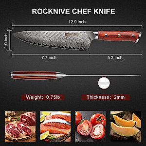 Chef Knife Damascus 8 Inch Japanese Professional Gyuto Vg10, High Carbon Steel Core With 67 Layer Stainless Steel Forged For Kitchen Cooking with Wood Handle