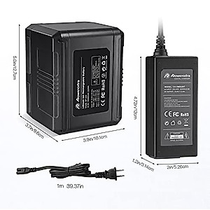 Powerextra V Mount V Lock Battery - 222Wh 14.8V 15000mAh Rechargeable Battery with D-tap Charger and Cable for Broadcast Video Camcorder, Compatible with Sony HDCAM, XDCAM, Digital Cinema Cameras
