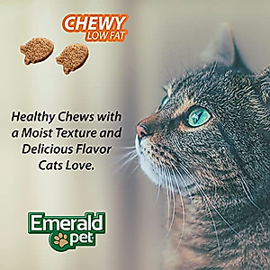 Emerald Pet Feline Health Chews Hairball Support — Natural Grain Free Feline Hairball Control Chews — Hairball Control Cat Supplements for Hairball Prevention and Elimination — Made in USA, 2.5 oz