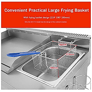 Burner Portable Gas Plancha BBQ Griddle, Stainless Steel, Restaurant Professional Grade Stainless Steel Propane Grill, Multi-Function Commercial Kitchen Gas Grill with Basket for Outdoor Catering