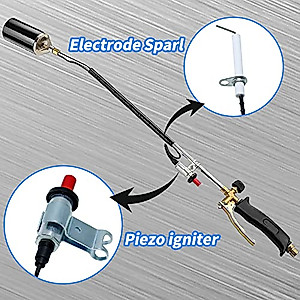 MENSI Propane Self Ignition High BTU Weed Torch Accessories Replacement Parts Piezo Push Button Igniter with Fixing Clamps And Spark Ceramic