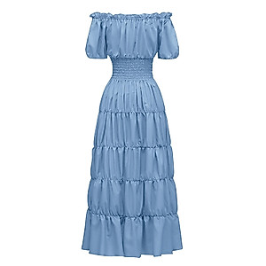 Dresses for Women 2023 Renaissance Dress Strapless Dress Halloween Dress Wear to Work Dresses Mixi Boho Party Dresses White Strapless Dress Blues 3X-Large