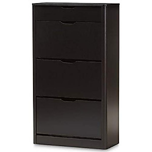 BOWERY HILL Contemporary 4 Drawer Shoe Cabinet in Black Finish