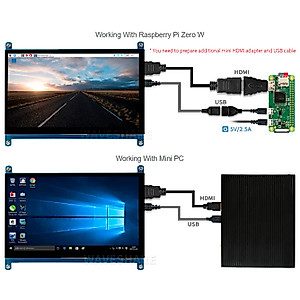 for Raspberry Pi 7inch HDMI LCD (C) Rev4.1, 7" 1024×600 Capacitive Touch Screen IPS Display Monitor for Raspberry Pi 4B/3B+/3B/2B/B+/A+/Zero W/WH/BeagleBone Black/Banana Pi, PC Windows 10/8.1/8/7