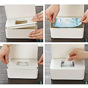 wastreake Wipes Dispenser Holder, Dustproof Tissue Storage Box Case Wet Wipes Dispenser Holder with Lid for Home Office Desk (White)