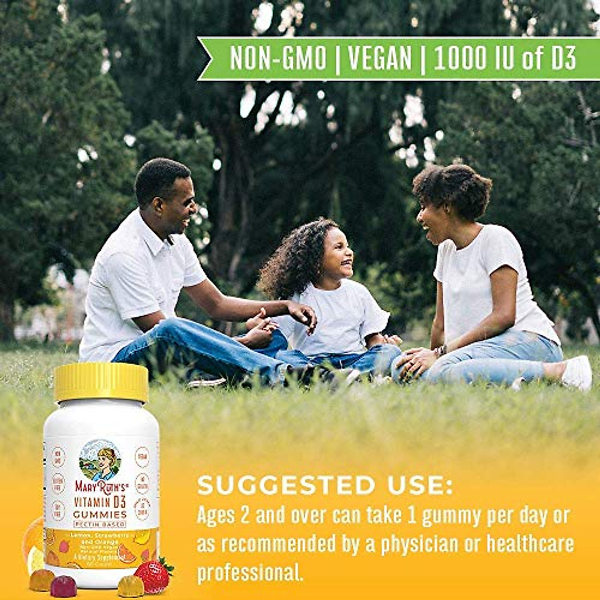 Vegan Vitamin D3 & Elderberry Gummies Bundle by MaryRuth's | Vitamin D3 Gummies (Plant Based) for Kids & Adults, 1000 IUs, 60ct | Immunity Gummies Elderberry 5-in-1 for Kids & Adults, Cherry 90ct