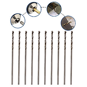 Twist Drill Bit Set (10 pcs), Micro HSS Twist Drill Bit Set, Straight Shank HSS-4341 for Hard Metal, Stainless Steel, Cast Iron, 1mm 3/64"