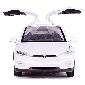 gidoyi Toy Car Model X, Pull Back Car Toys Alloy Vehicles with Lights and Sound 1:32 Scale Model Car (White)