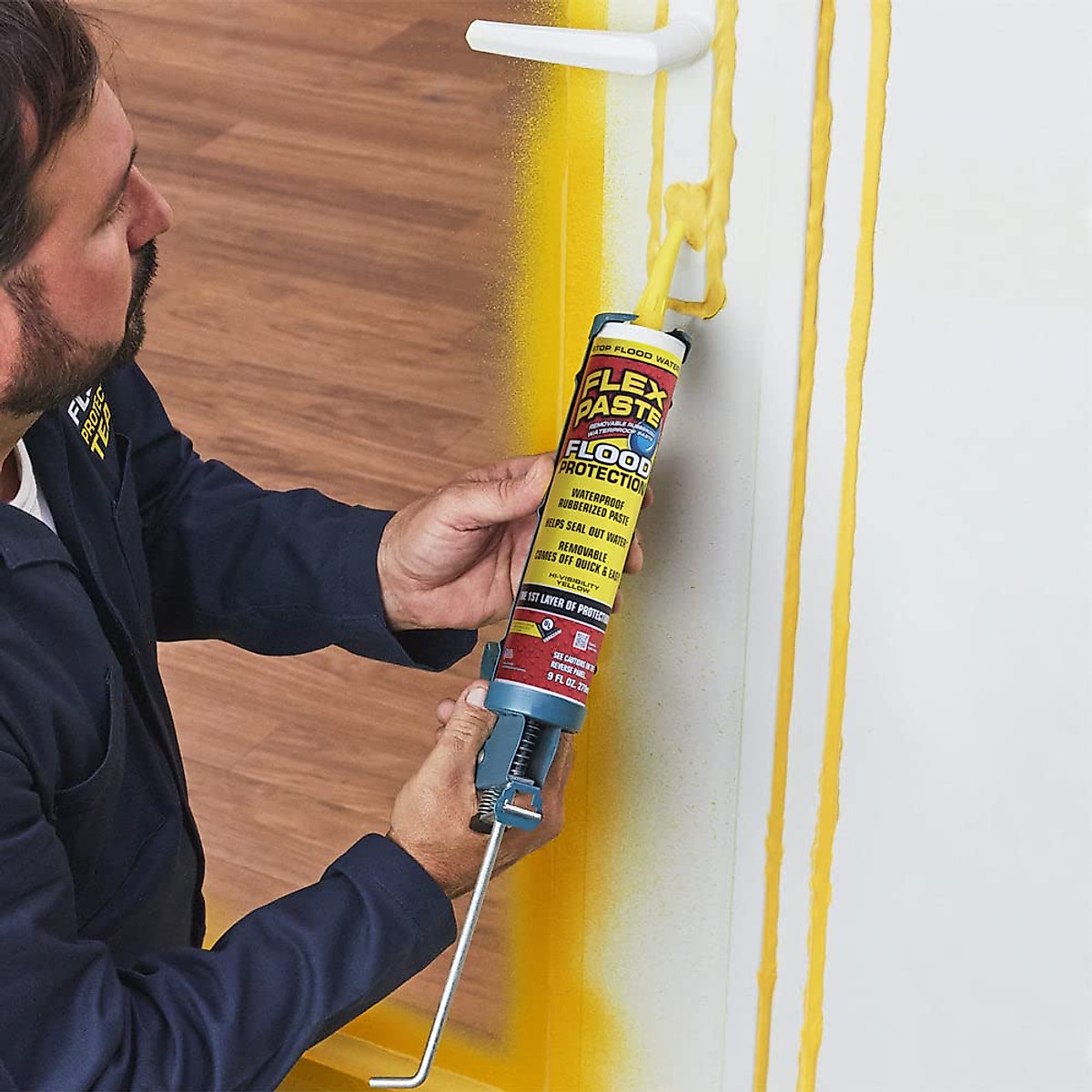 Flood Protection 3.75 in x 50 ft Tape + (2) 9 oz Waterproof Rubberized Paste Combo Pack, Removable, Use on Windows, Doors, Garage Doors, Seams, Casings, Thresholds, Conduits, Vents, Ducts