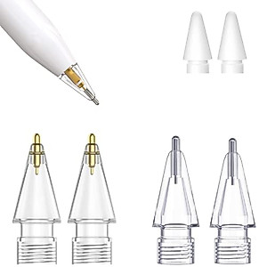 Compatible with Upgraded [Pen Like ] Pencil Tips fits for Apple 2nd 1st Gen iPad Pro Pencil, Replacement iPencil Nibs for iPad Pro Pencil,No Wear Out Fine Point Precise Control Resistance White&Clear