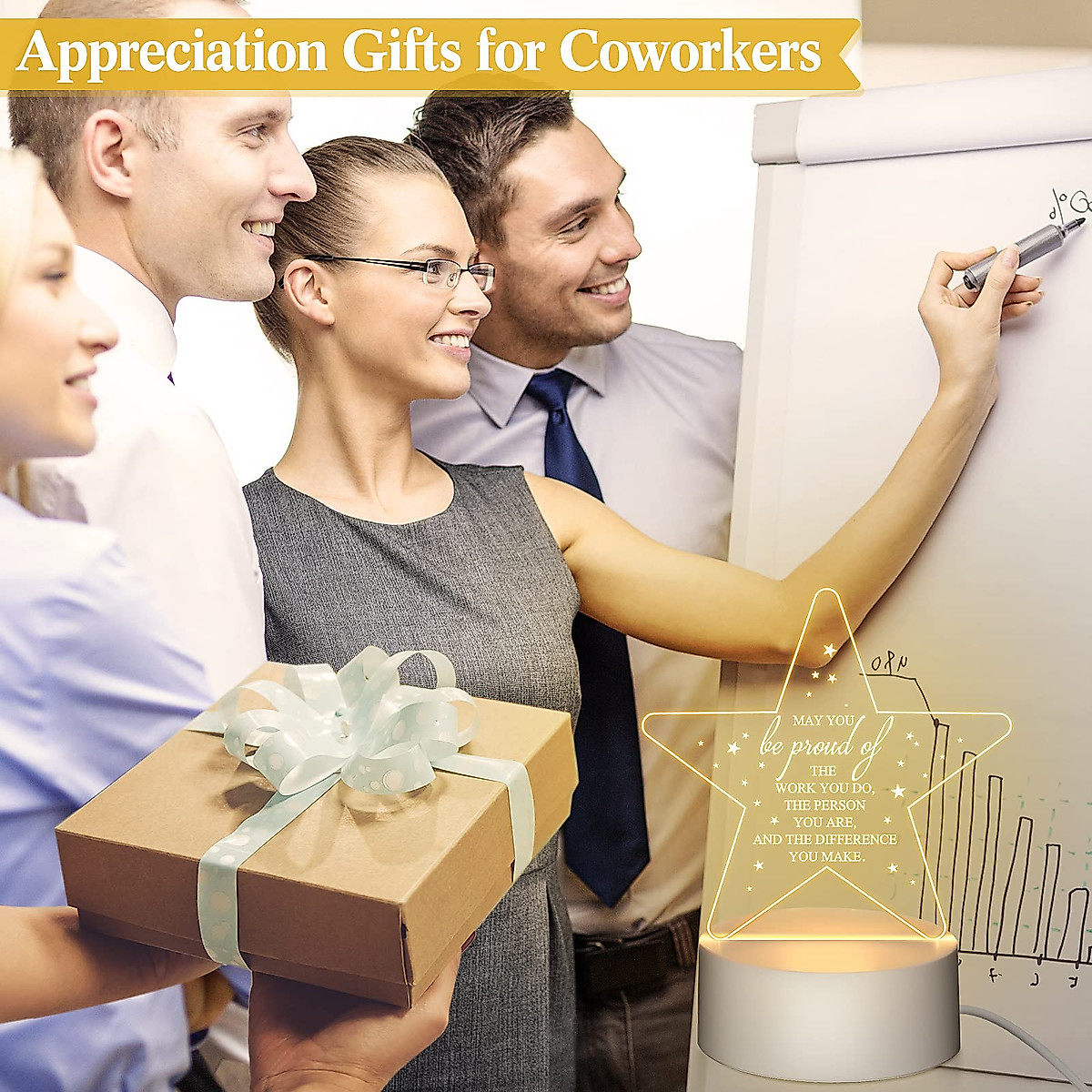 30 Pcs Employee Appreciation Gifts for Employee Acrylic LED Night Light May You Be Proud The Work You Do Team Gifts Thank You Gift for Volunteer Social Worker Gifts Vet Tech Appreciation(Star)