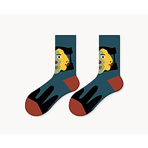 Azuki Women's Funky Crew Socks Multicolor Cartoon Graphic Funny Novelty Socks, 5 Pairs