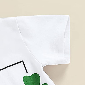 Toddler Baby St. Patrick's Day Outfits Boy Girl Short Sleeve Letter Print T Shirt Tops and Drawstring Pants Sets (Mr. Lucky Charm & White, 18-24 Months)