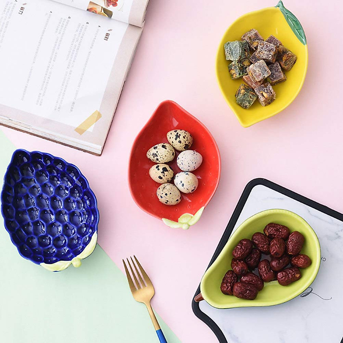 UPKOCH Ceramic Appetizer Plate Lemon Plate Dessert Plate Salad Pasta Bowls Food Serving Tray for Fruit Cheese Dessert Snack