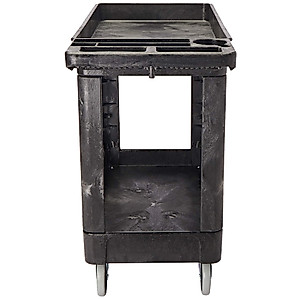 Rubbermaid Commercial Products 2-Shelf Utility/Service Cart, Small, Lipped Shelves, Storage Handle, 500 lbs. Capacity, for Warehouse/Garage/Cleaning/Manufacturing (FG450089BLA)