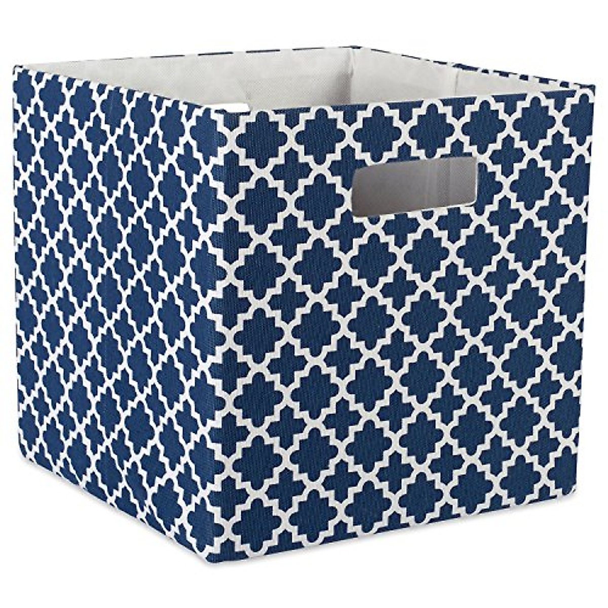 DII Hard Sided Collapsible Fabric Storage Container for Nursery, Offices, & Home Organization, (13x13x13) - Lattice Nautical Blue