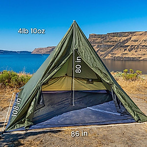 Trekker Tent 4 with Aluminum Trekking Poles Trekking Pole Tent Lightweight 4 Person Backpacking Tent for Hiking Waterproof Quick Setup 3-Season Ultralight Tent for Camping Hiking Hunting RCP