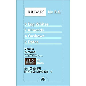 RXBAR Protein Bars, Protein Snack, Snack Bars, Vanilla Almond, 22oz Box (12 Bars)