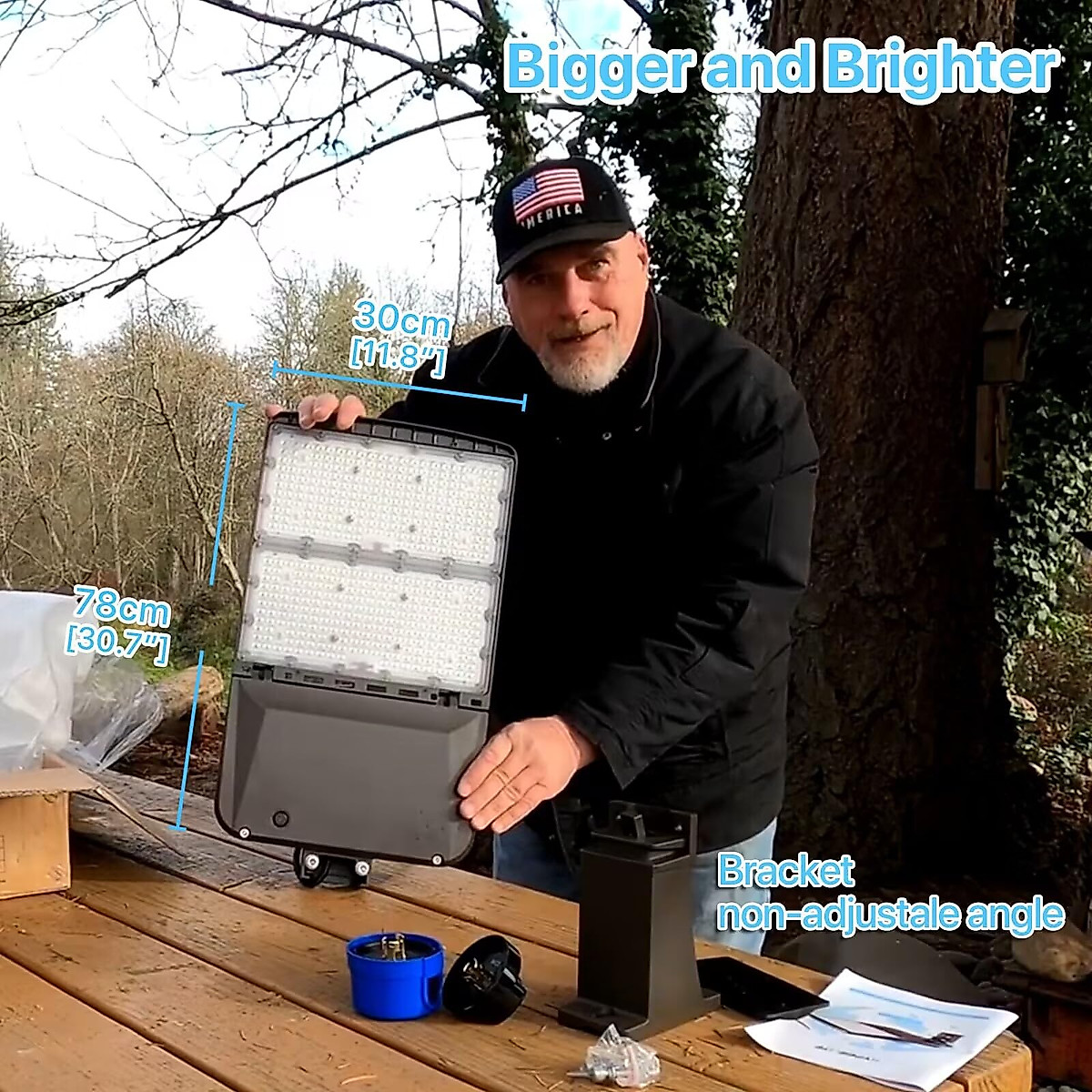 HYPERLITE LED Parking Lot Lights 300W LED Shoebox Light with Dusk to Dawn Photocell - 45000lm 5000K UL Certified IP65 LED Area Light for Court|Stadium|Parking Lot|Roadways