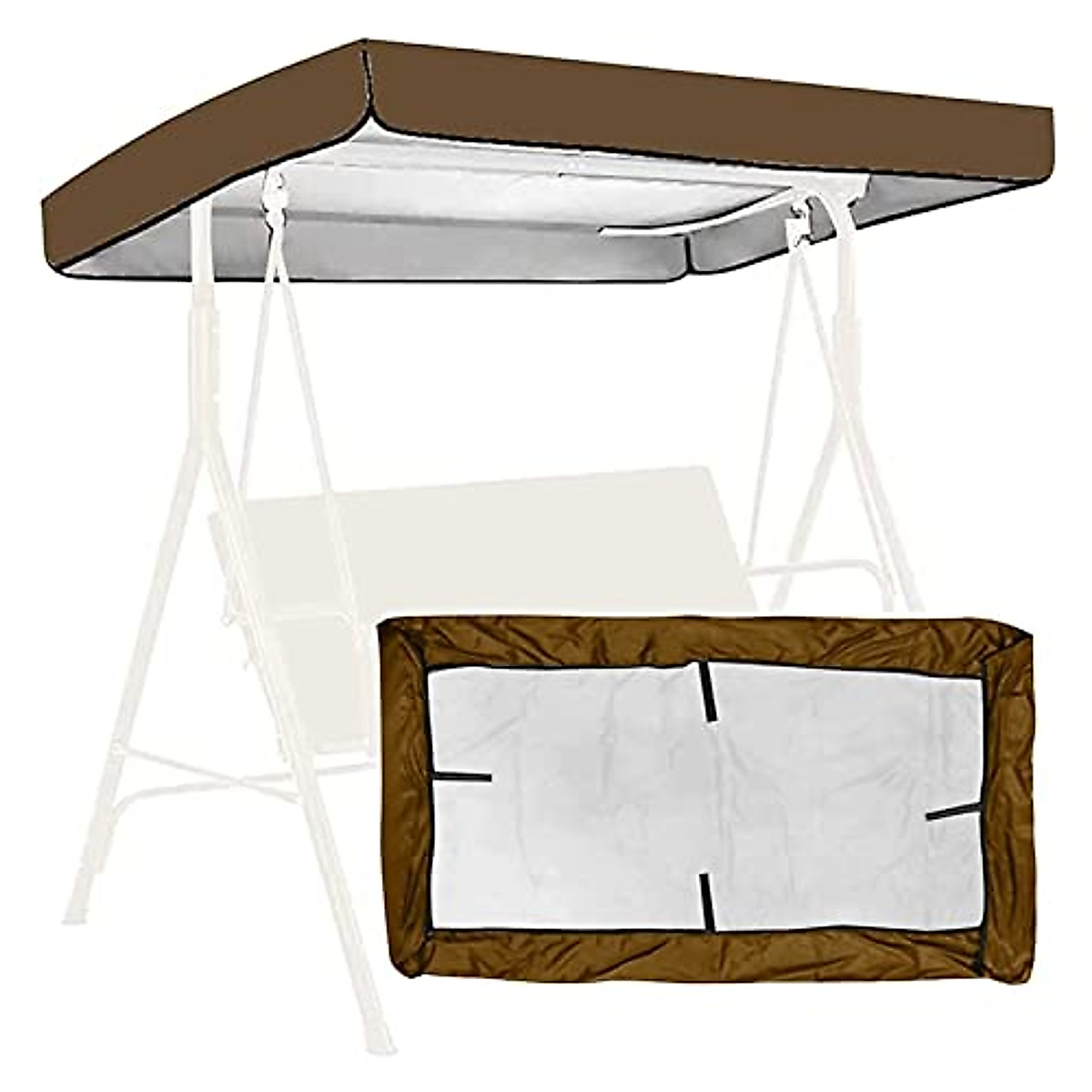 Replacement Garden Swing Cover Top Cover Waterproof Outdoor Swing Chair Awning Anti-UV Patio Hammock Cover Top Sun Shade Rainproof for 2/3-Seater-Swing 22.6.21