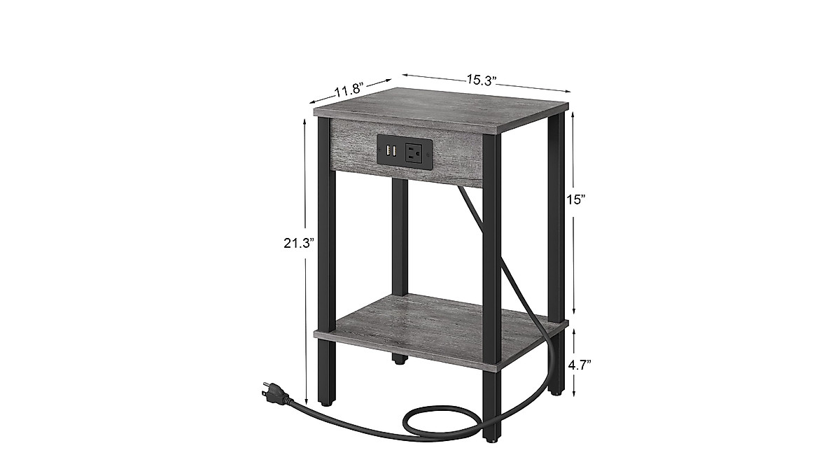 Compact VIMBER Charging End Table Set for Small Spaces