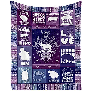 Homieblanket Hippo Blanket for Boys Girls, Cute Hippo Themed Design Printed Throw Blankets for Kids Lap, Chair Sofa, Warm Soft Cozy Blanket, 40"x 50"