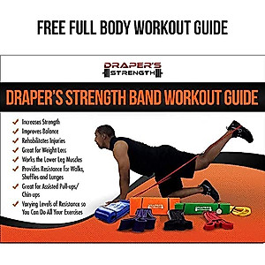 DRAPER'S STRENGTH Heavy Duty Resistance Stretch Loop Bands for Powerlifting Workout Exercise and Assisted Pull Ups (#13 6 Band Set Yellow-Blue)