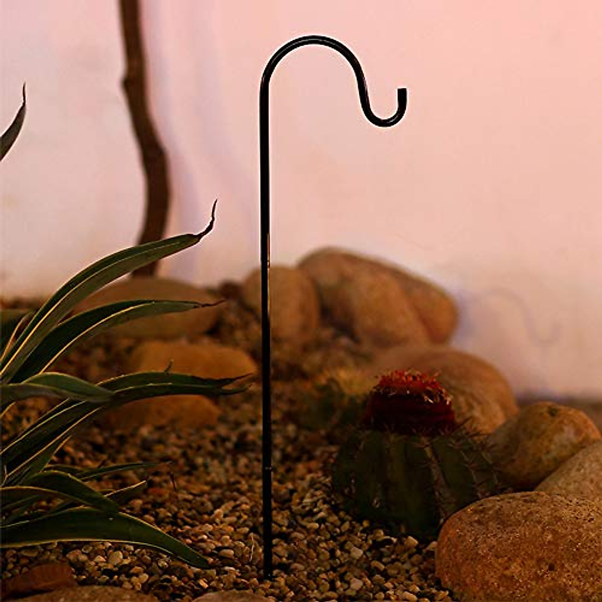 CALIDAKA 2 Pack Multi-Purpose Shepherds Hooks Outdoor Iron Shepherd Hook with Base Adjustable Heavy Duty Garden Hanging Stake for Lanterns Solar Light Plant Hanger Wedding Decor