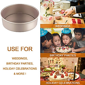 CHEFMADE Round Cake Pan, 8-Inch with Removable Loose Bottom Non-Stick Chiffon Bakeware for Oven and Instant Pot Baking (Champagne Gold)