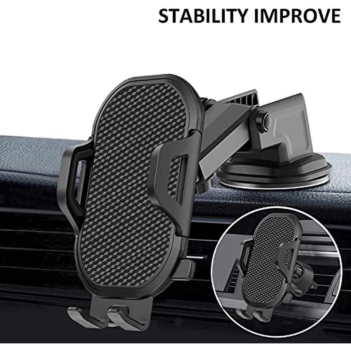 Car Phone Mount Holder Dashboard/Air Vent/Windshield for Samsung Galaxy A14 S22 S23 Plus Ultra A23 A13 A03S A01 A42 A53 5G iPhone 13 14 Pro Max 12 Oneplus 9 8T/Nord N10 N100,3 in 1 Cell Phone Cradle