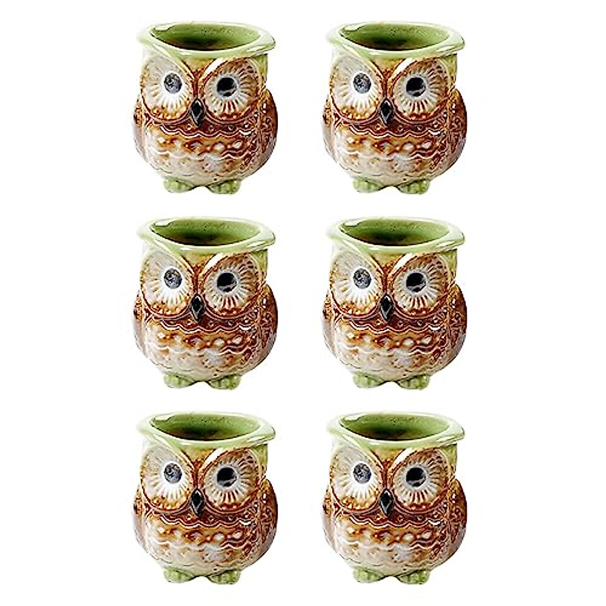 Cabilock 6 Pcs Owl Flower Pot Owl Ceramic Succulent Planter Pots Window Planter Mini Flower Planter Mini Succulent Pot Window Flower Pot Bonsai Pot Succulent Vase Indoor Ceramics Animal