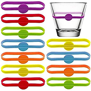 YITAQI Wine Charms Drinking Tag,Great Elasticity Cute Bar Tool Food Grade Silicone Goblet Strips Drink Markers Wine Labels Bottle Bands(6 pcs)