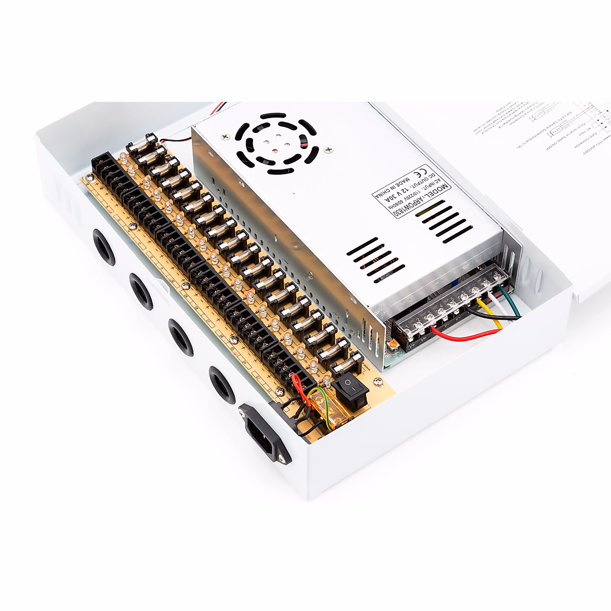 Ares Vision 18 Channel/Port 30 AMPS, 12V DC Power Supply Box, Individually Fused for CCTV, LED, and All 12v DC Devices. (18CH 30 AMP)