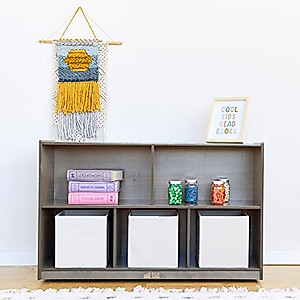 ECR4Kids 5-Compartment Mobile Storage Cabinet, 30in, Classroom Furniture, Grey Wash