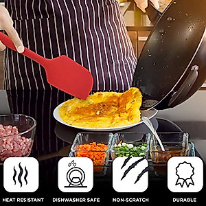 Kaluns Silicone Spatula Set 5 Pcs Rubber Spatulas Silicone Heat Resistant 600°F, Spatulas for Nonstick Cookware, Seamless Design with Stainless Steel Core, Dishwasher Safe, Bonus Tongs Included