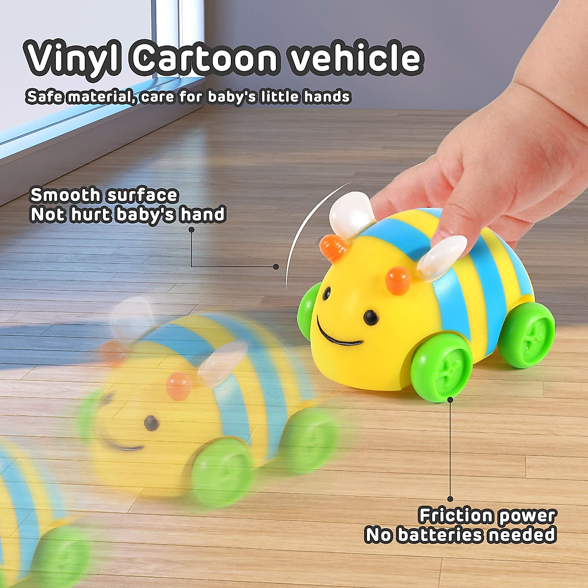 XQW Baby Toys Soft Cars for Toddlers 1-3,Rubber Toy Cars for 1+ Year Old Boys Girls,6pcs Push and go Toys car with 57"*38.5" playmat,Toddler Educational Toys Cars Gift for 1 2 3 4 Year Old boy Girl