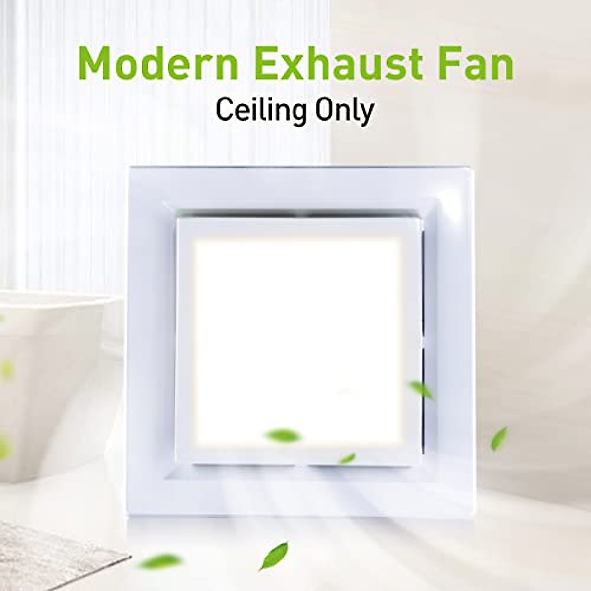 Tolery Bathroom Fan with Light Ceiling Mount Shower Ventilation Exhaust Fan with Color Change Light 3000K/4000K/6000KVent Fan and Light Combo for Home 1.0Sone 110 CFM 110V 4" Duct Square White