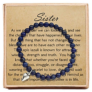 OFGOT7 Gifts for Sister Bracelets for Women Birthday Christmas – Bead Bracelet with Message Card & Gift Box - Sister Gifts from Sister