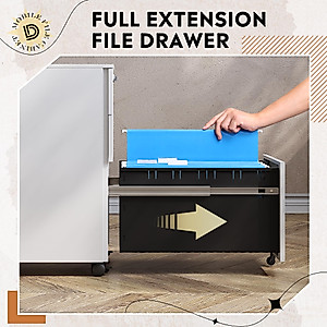 DEVAISE 3-Drawer Mobile File Cabinet with Smart Lock, Pre-Assembled Steel Pedestal Under Desk, White