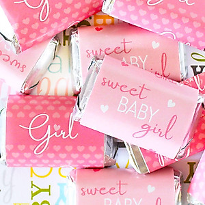 Pink It's a Girl Baby Shower Miniature Candy Wrappers, Sweet Baby Girl Party Favor Candy Labels - 45 Count