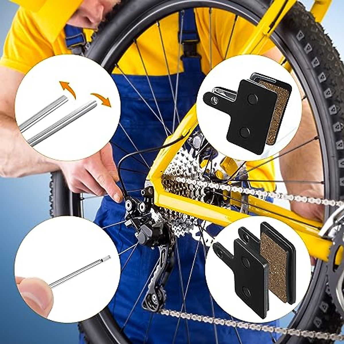 BBTO 16 Pairs Bike Brake Pads Disc Brake Pads with Installation Tools Bicycle Brake Pads for Ebike Mountain Bike (Resin Semi Metallic)