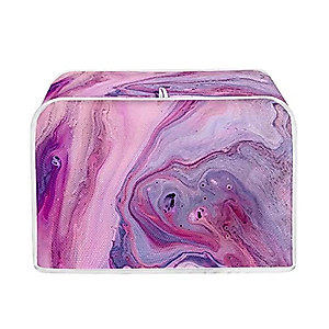 Baxinh Marble Toaster Cover 2 Slice Washable Appliance Decoration, Small Oven Bread Maker Dust Cover Universal Fit for Most Standard Toasters, Quilted Bakeware Protector, Pink