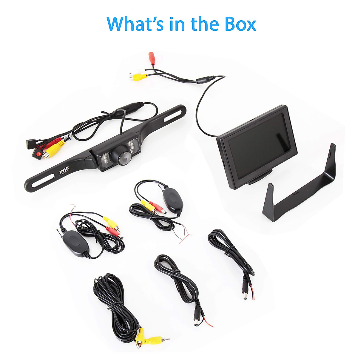 Waterproof Backup Rear View Camera - Wireless Car Parking Rearview Reverse Safety/Vehicle Monitor System w/ 4.3” Video Color LCD Display Screen, Distance Scale Lines, Night Vision - Pyle PLCM4585WIR