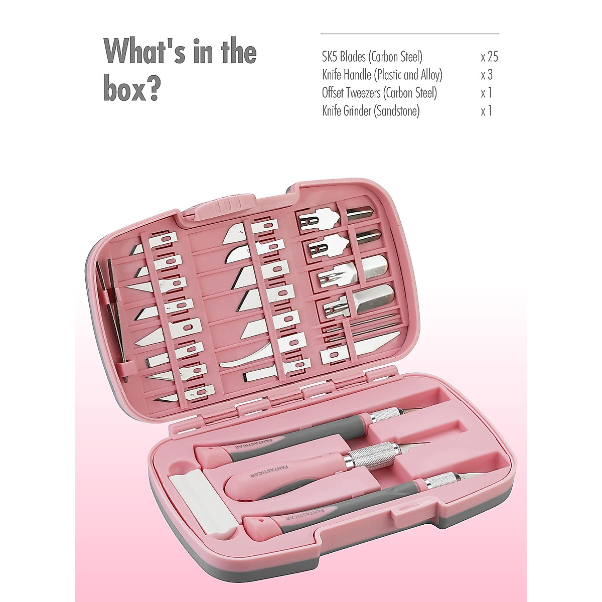 FantastiCAR Craft Knife Precision Cutter Hobby Knife Blades Set (30pcs) for Art Work, Scrapbooking, Stencil, Architecture Modeling, Wood Leather Working (Pink)