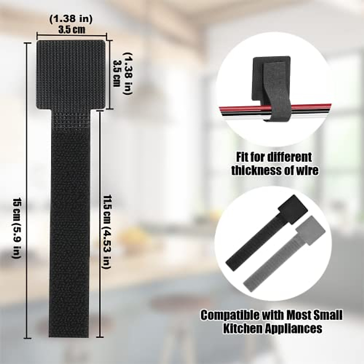 Cord Organizer for Appliances 24 PCS, Cable Manager Clamp for Small Kitchen Appliances, Used for Household and Pressure Cookers, Blenders, Coffee Machines, Toasters (Black, Gray)