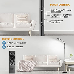 Airand LED Floor Lamp, Bright Floor Lamp for Office with Stepless Adjustable 2700K-6500K Color & Brightness, Timer Reading Standing Lamps with Memory Function Night Light for Living Room Bedroom